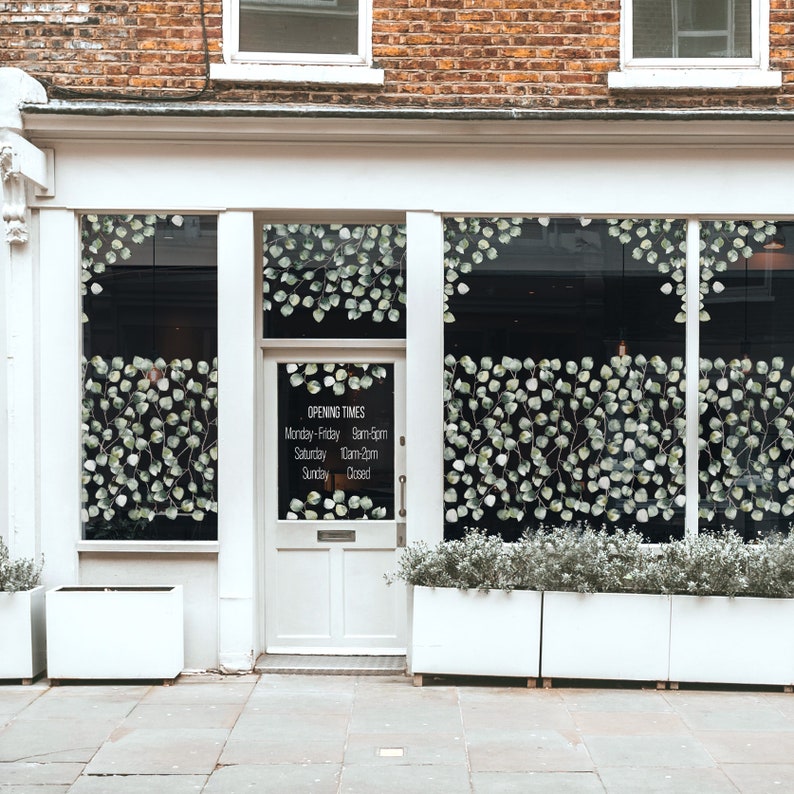 Retail Shop Window Banner Eucalyptus Leaf Privcay Window Film for ...