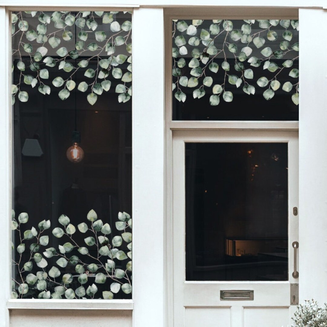 Eucalyptus Leaf Shop Window Film Border Decal for Business or Retail ...
