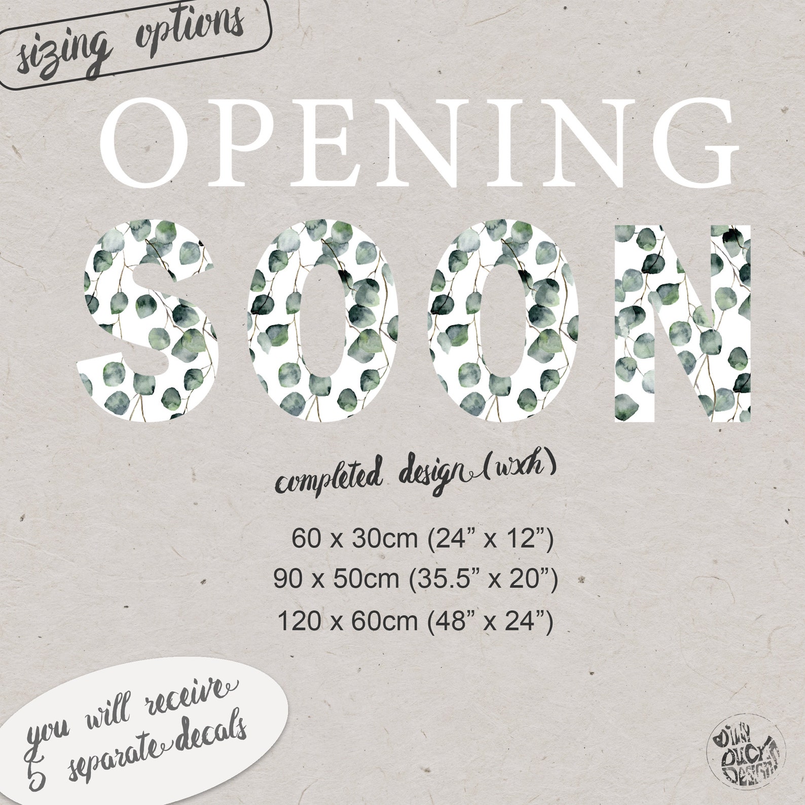 Opening Soon Sign Shop Window Decal - Eucalyptus Leaves Window Sticker ...