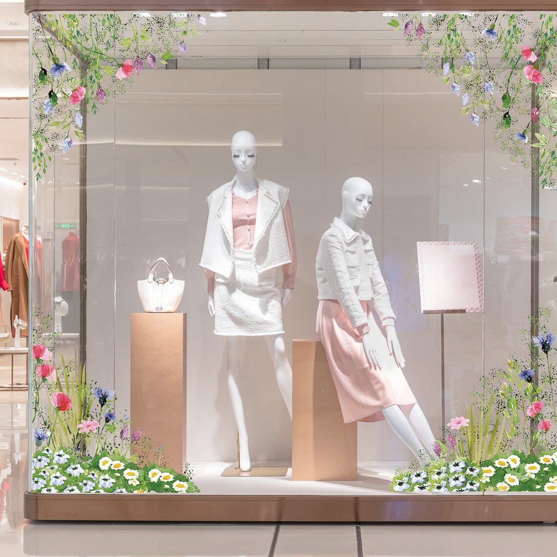 2x Meadow Flower Shop Window Decal Corners for Business Retail Café ...