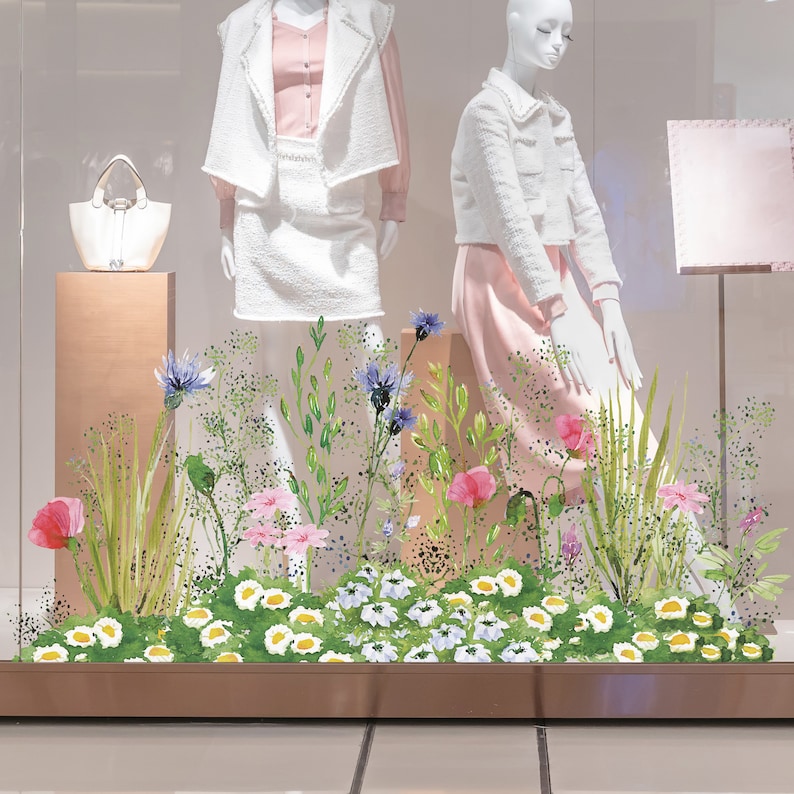 Meadow Flowers Shop Window Sticker for Storefront Display and ...