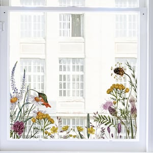 2x Botanical Meadow Flower Shop Window Decal Corners - Business and ...