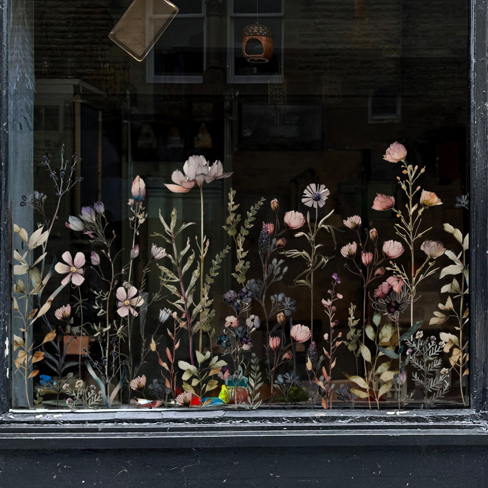 Magic Botanical Flower Shop Window Border Decal for Storefront Display ...