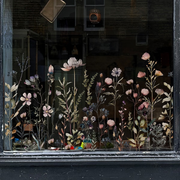 Wild Flower Shop Window Decal Border for Retail Storefront Business ...