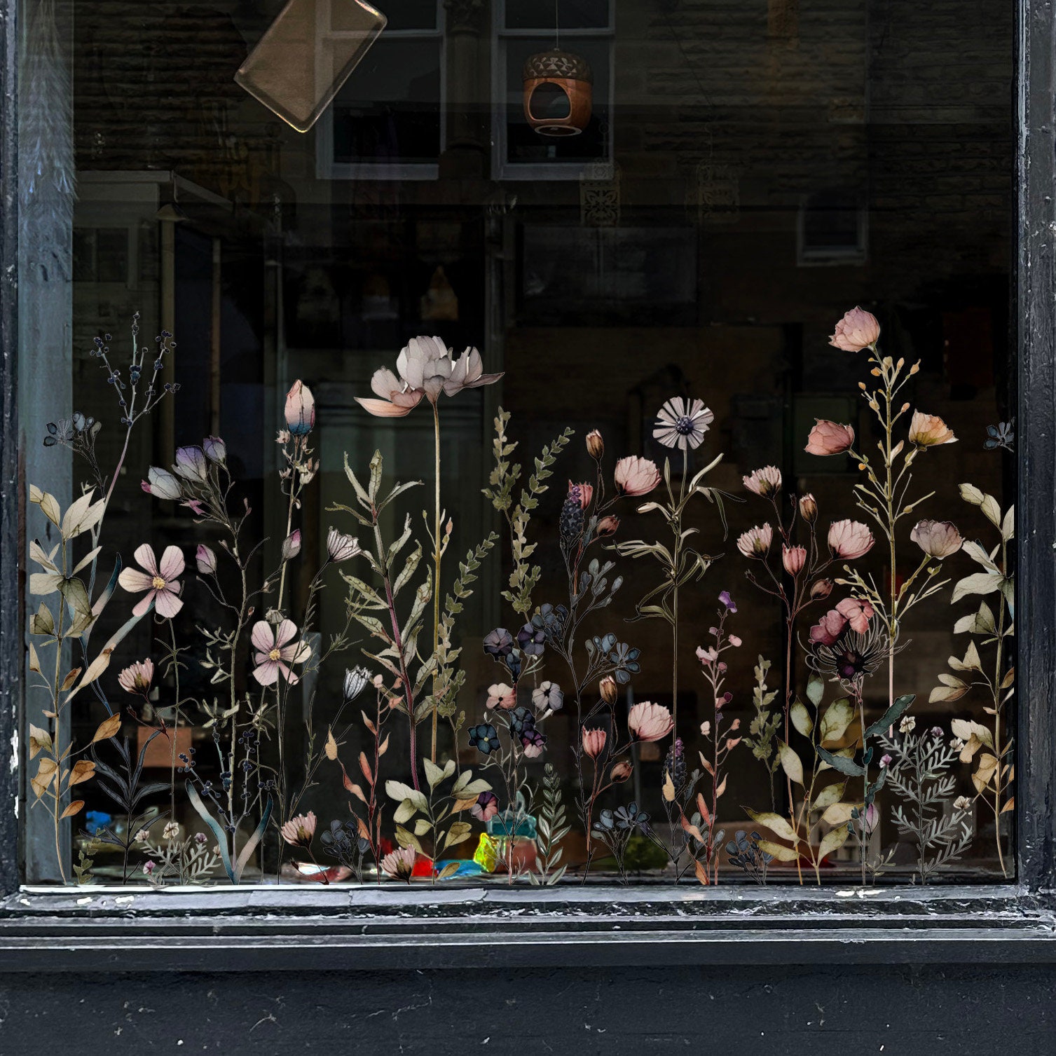 Magic Botanical Flower Shop Window Border Decal for Storefront Display ...