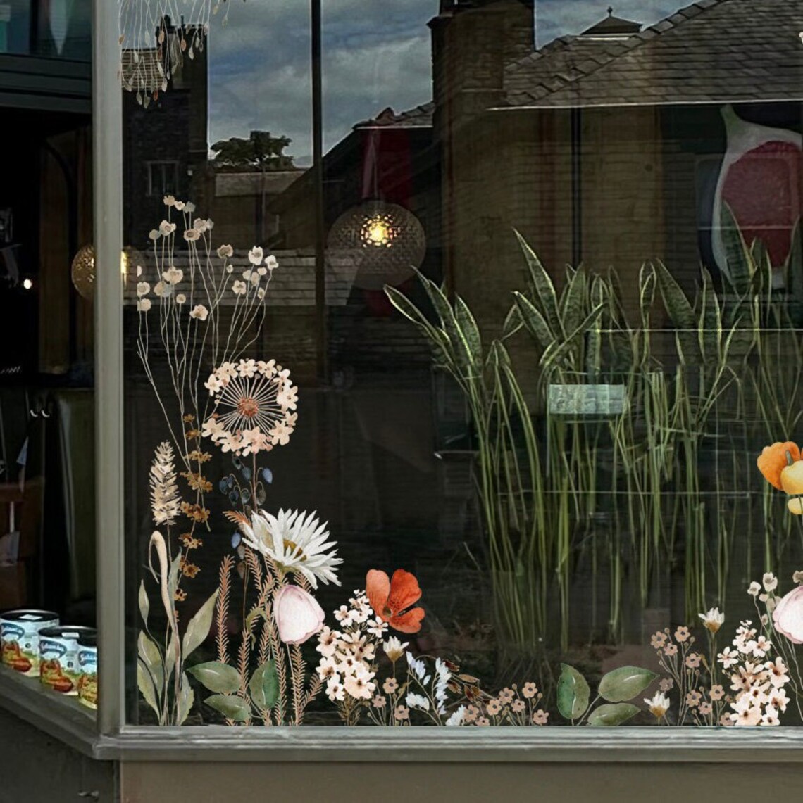 2x Wild Flower Shop Window Decal Corners for Business and Retail ...