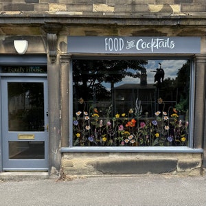 Botanical Meadow Flower Shop Window Decal Border for Retail Storefront ...