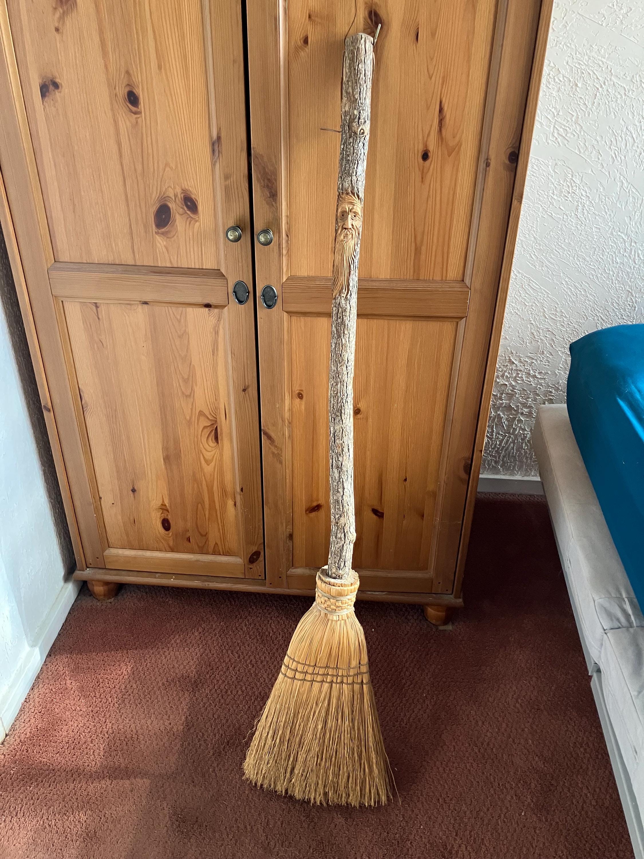 Vintage Carved Wizard Face Oak Broom - Etsy