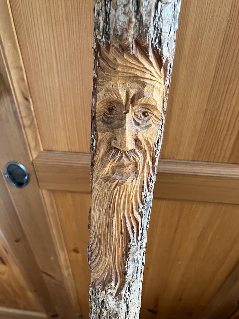 Vintage Carved Wizard Face Oak Broom - Etsy