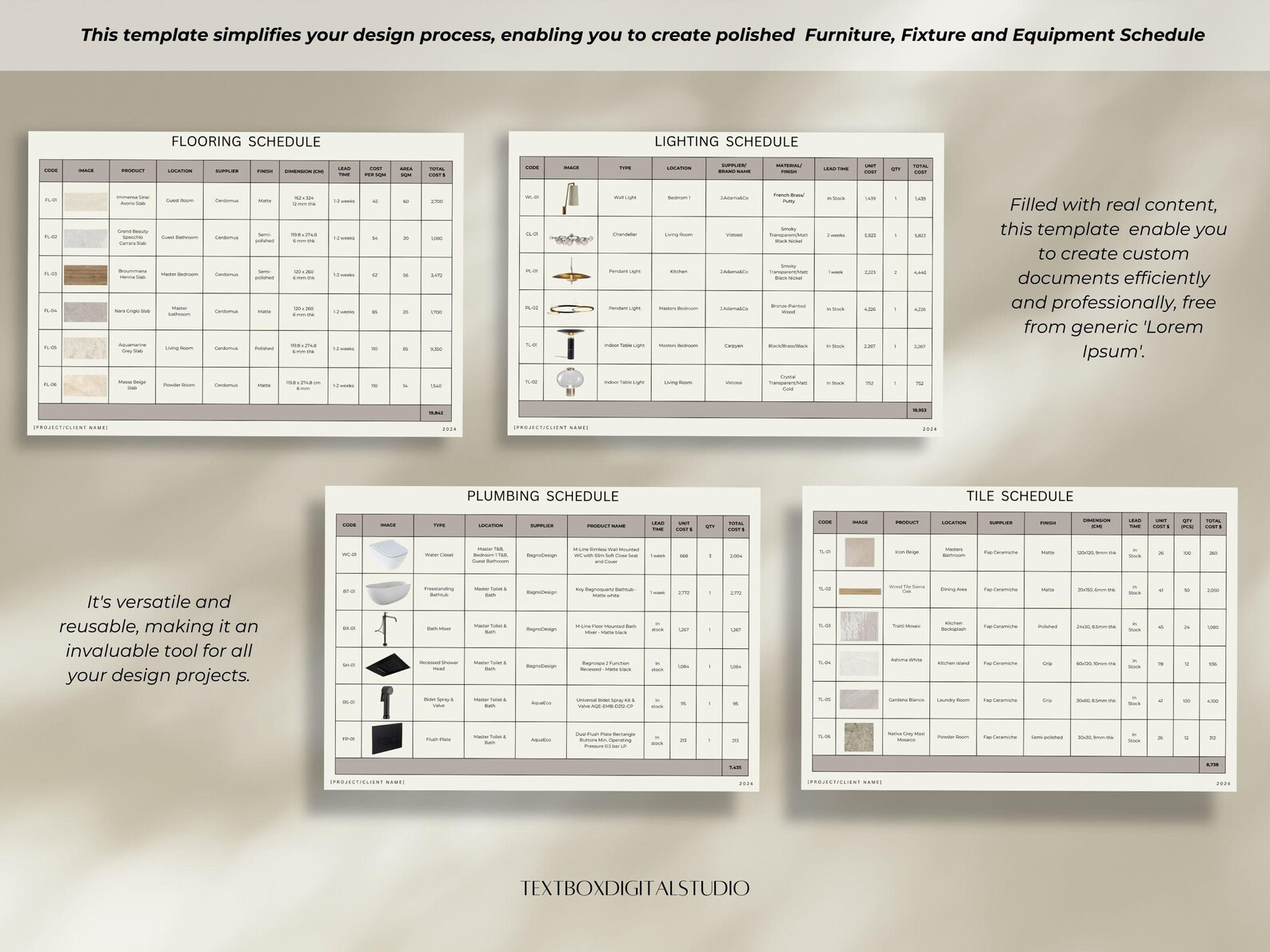 Interior Design FF&E Schedule Template: Client Presentation (canva) - Etsy