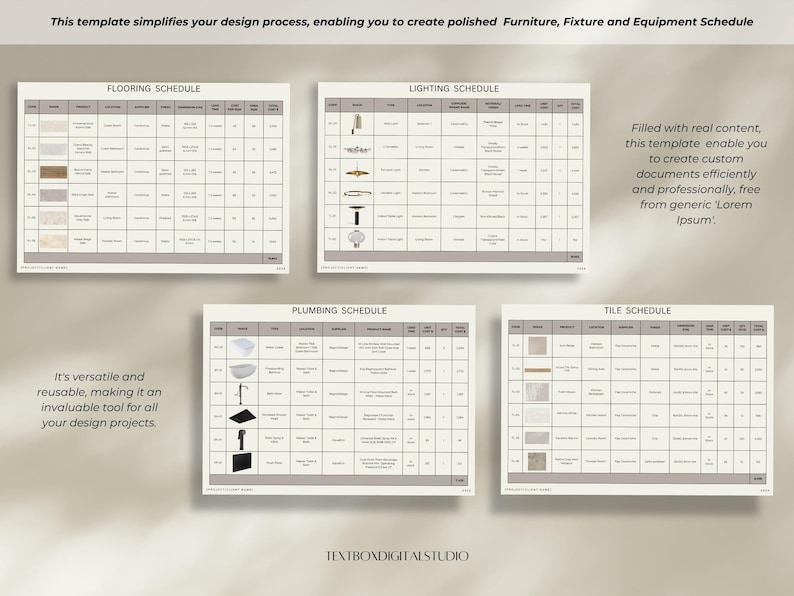 Interior Design FF&E Schedule Template: Client Presentation (canva) - Etsy
