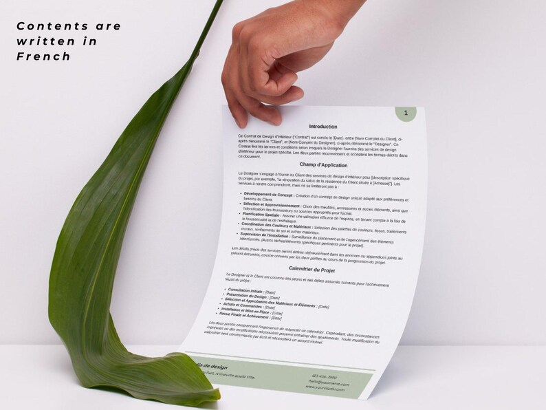 French Interior Design Contract Template, Modern Client-designer ...