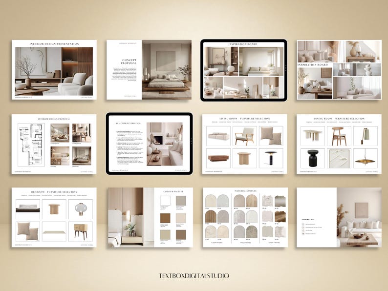 Interior Design Presentation Template, Project Proposal, Concept ...
