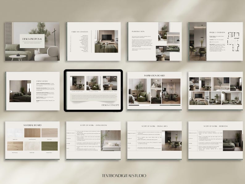Interior Design Proposal Template, Minimalist Client Presentation ...