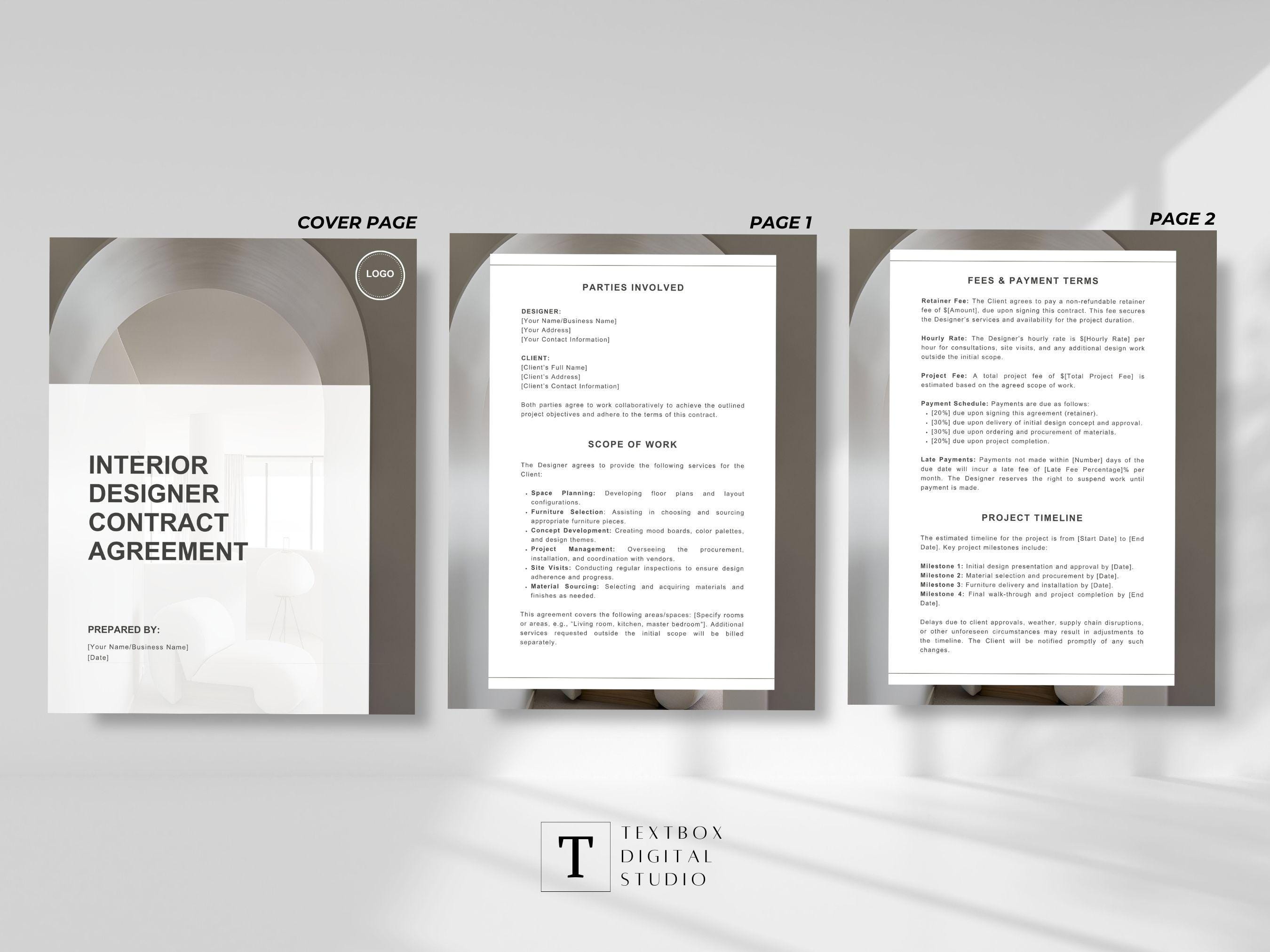 Interior Designer Contract, Client-designer Agreement, Interior Design ...
