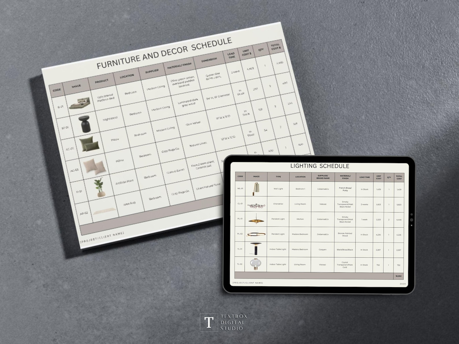 Interior Design FF&E Schedule Template: Client Presentation (canva) - Etsy