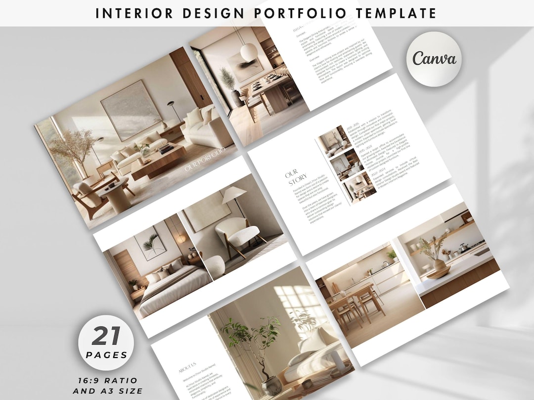 Interior Design Portfolio Template, Canva, Project Proposal (digital ...