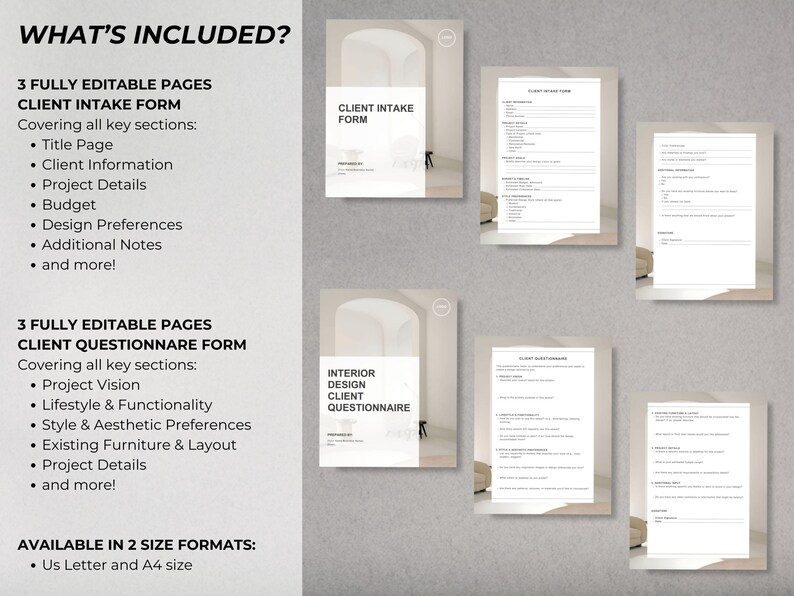 Interior Design Client Intake Form and Client Onboarding Questionnaire ...