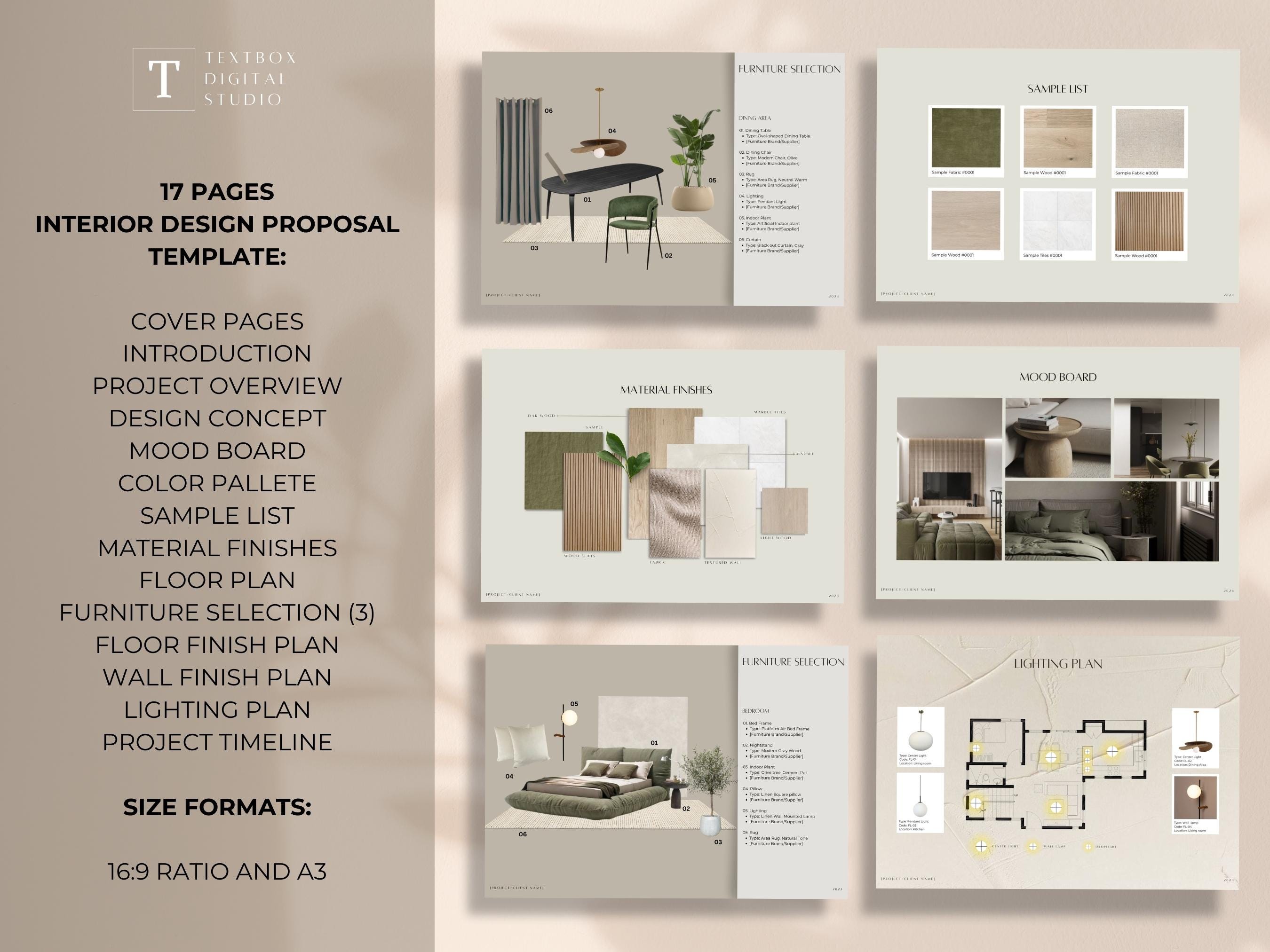 Interior Design Project Proposal, Mood Board Client Presentation ...