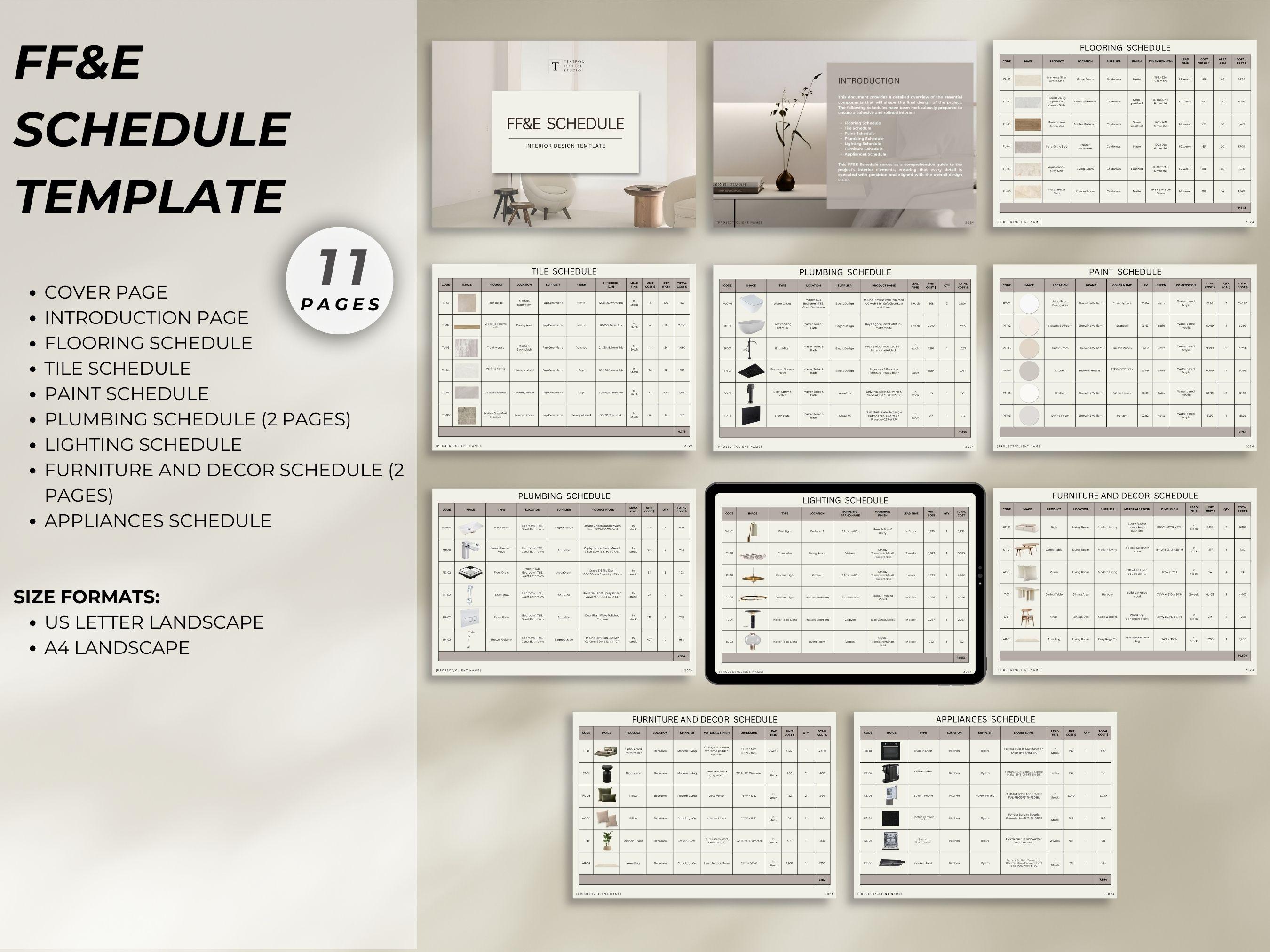 Interior Design Bundle: Proposal, Presentation, and FFE Schedule ...