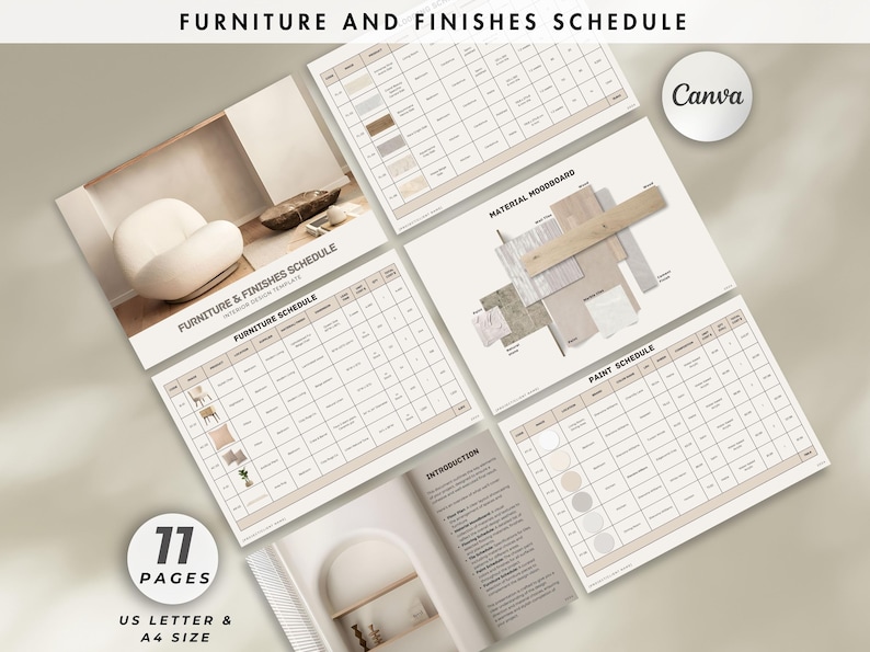 Interior Design FFE Schedule Template: Moodboard Client Presentation ...