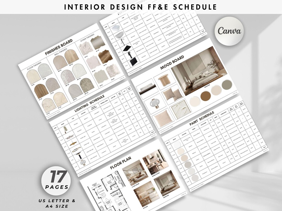 Interior Design Finishes Schedule Template, FF&E Schedule, Furniture ...