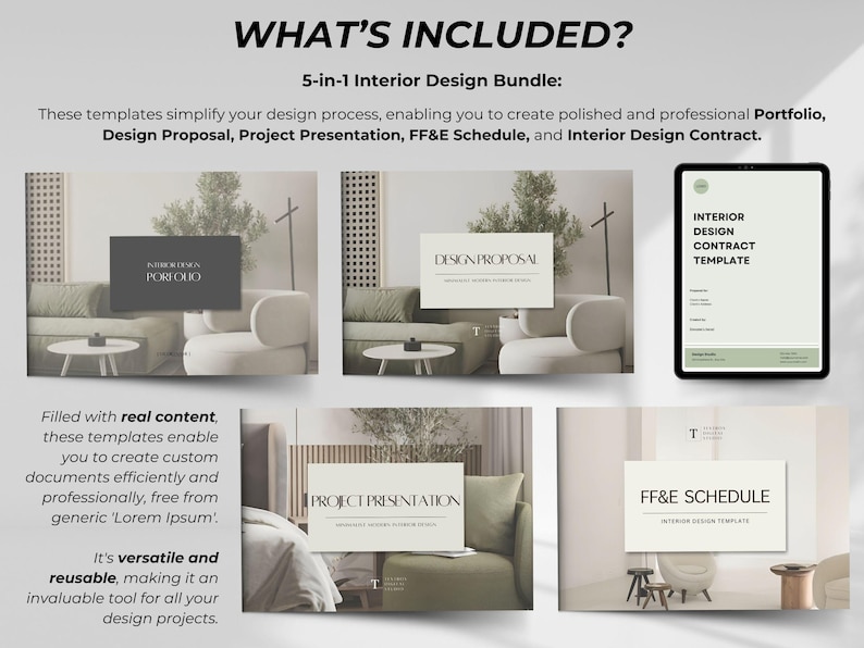 Interior Design Bundle Canva Template, Portfolio Template, Design ...