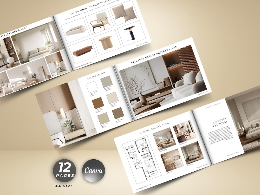 Interior Design Presentation Template, Project Proposal, Concept ...
