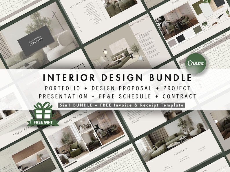 Interior Design Bundle Canva Template, Portfolio Template, Design ...