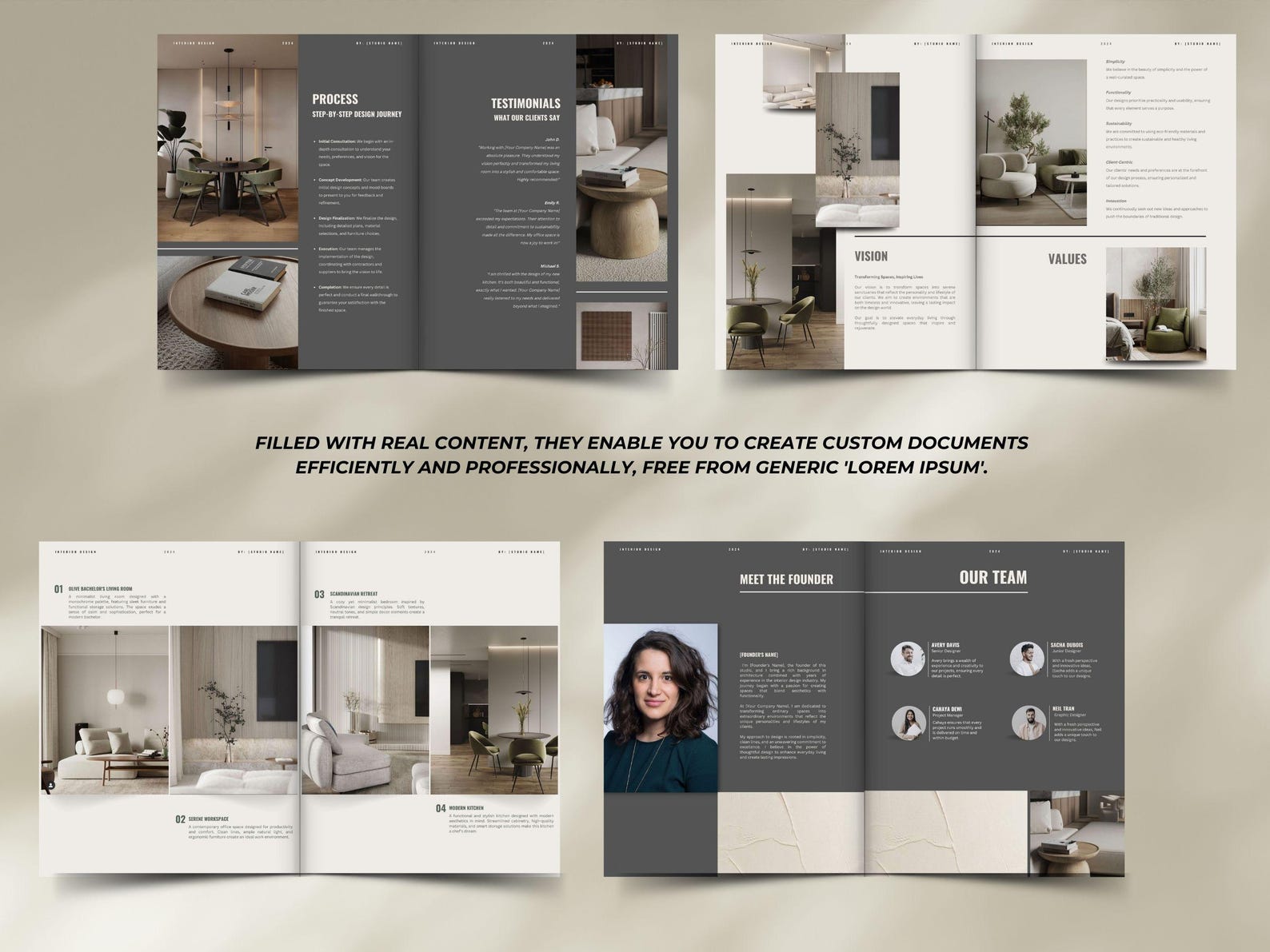 Interior Design Portfolio Canva Template: Minimalist Portrait Layout ...