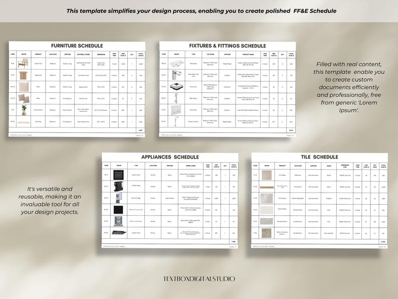 Interior Design FF&E Schedule Template: Canva Mood Board (digital ...