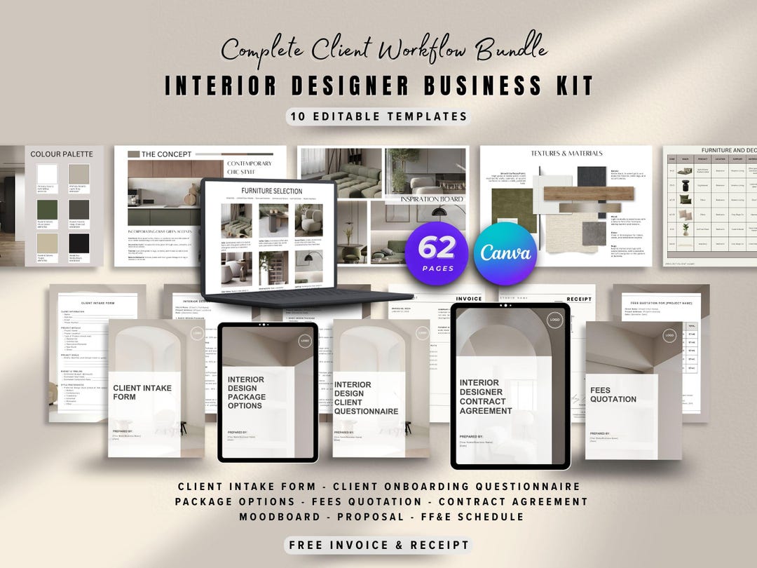 Interior Designer Business Bundle Starter Kit: Client Onboarding ...