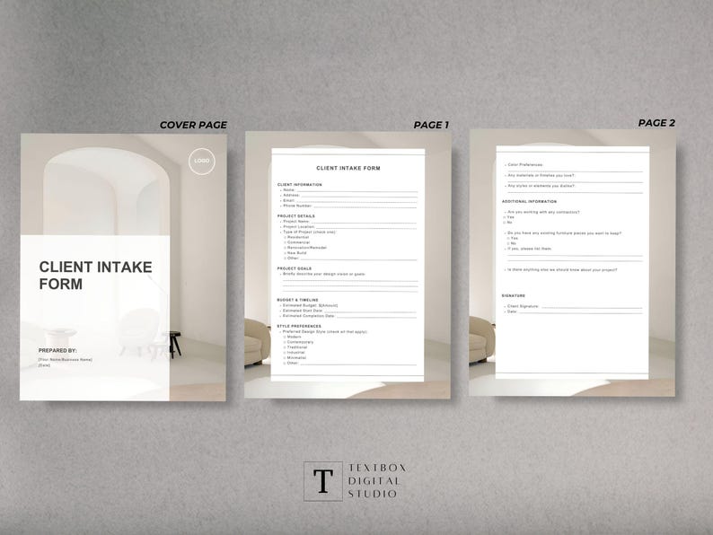 Interior Design Client Intake Form and Client Onboarding Questionnaire ...