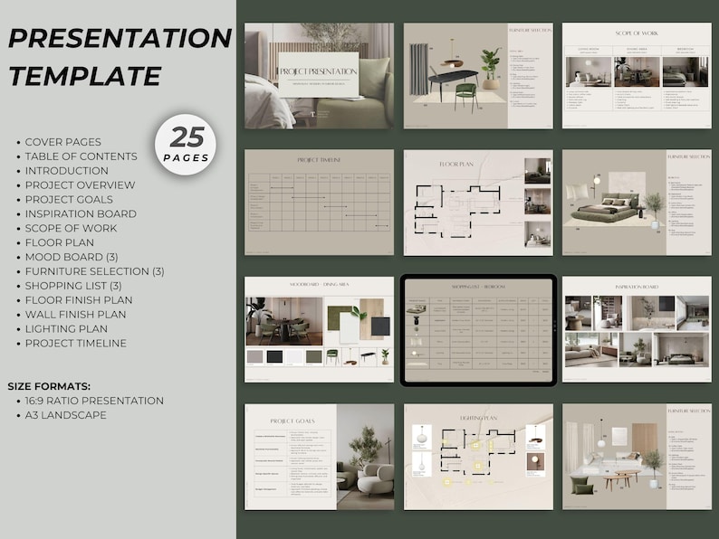 Interior Design Bundle Canva Template, Portfolio Template, Design ...