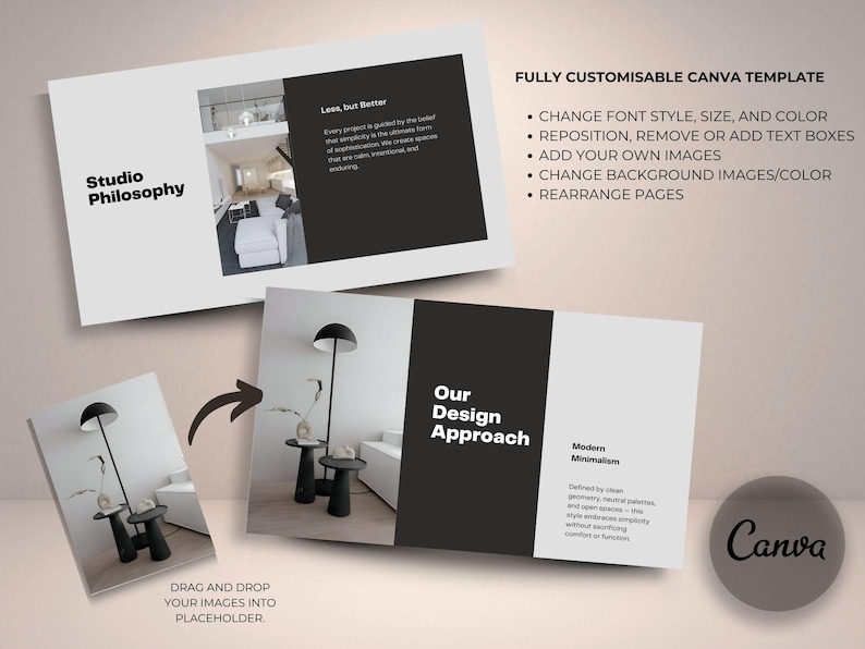 Interior Design Portfolio Template: Editable Professional Portfolio ...
