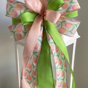 Spring Tulip Wreath Bow, Spring Wreath Bow, Floral Lantern Bow, Wreath ...
