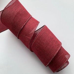 2.5" Christmas Wine Wired Ribbon, Christmas Wired Ribbon, Wired Ribbon ...