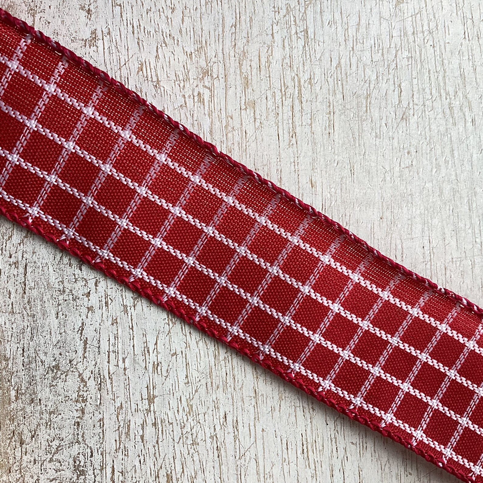 1.5 Red and White Check Wired Ribbon, Everyday Red and White Wired ...