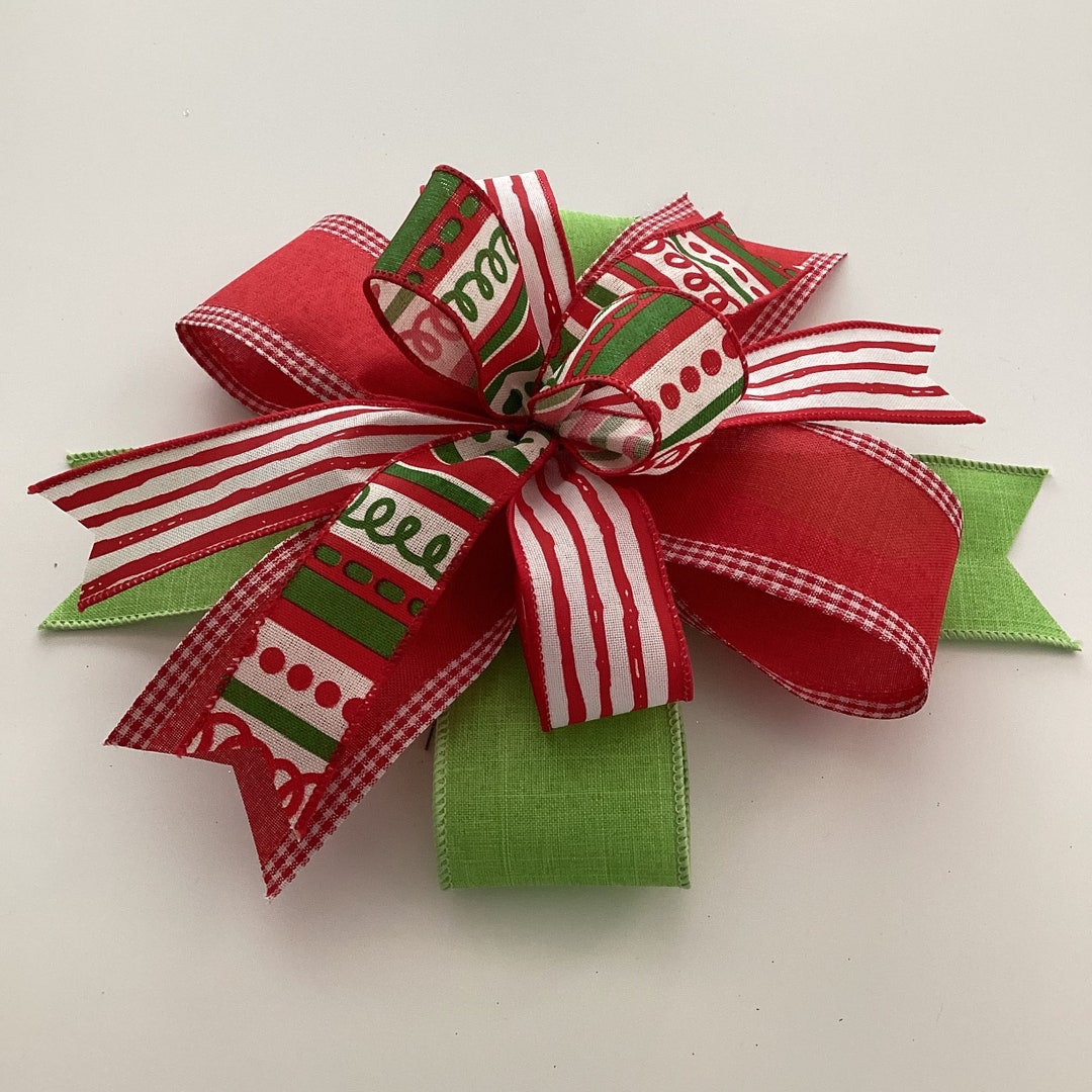 Red And Green Christmas Wreath Bow Christmas Wreath Bow Christmas