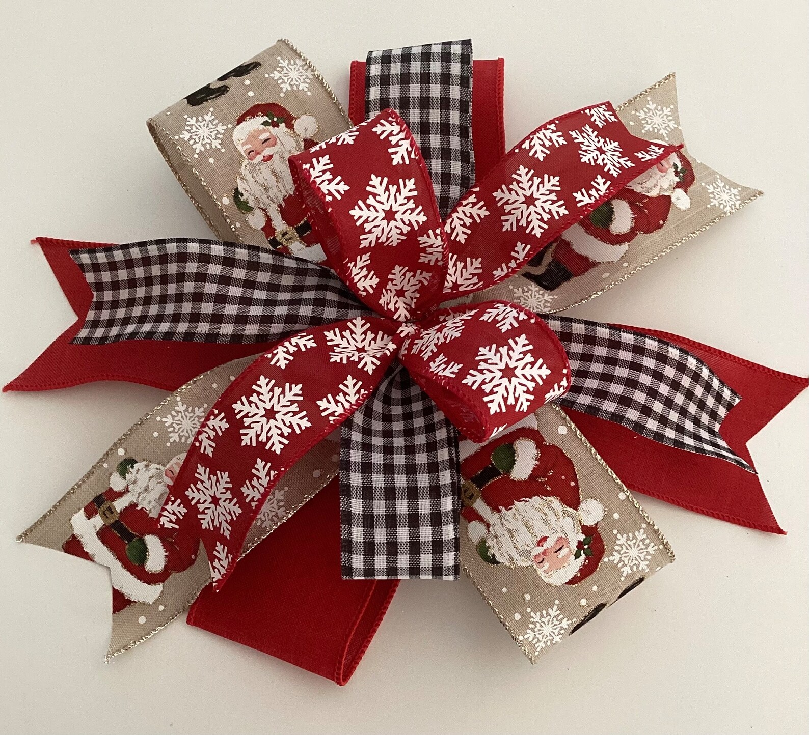 Santa Christmas Wreath Bow, Christmas Wreath Bow, Snowflake Christmas ...