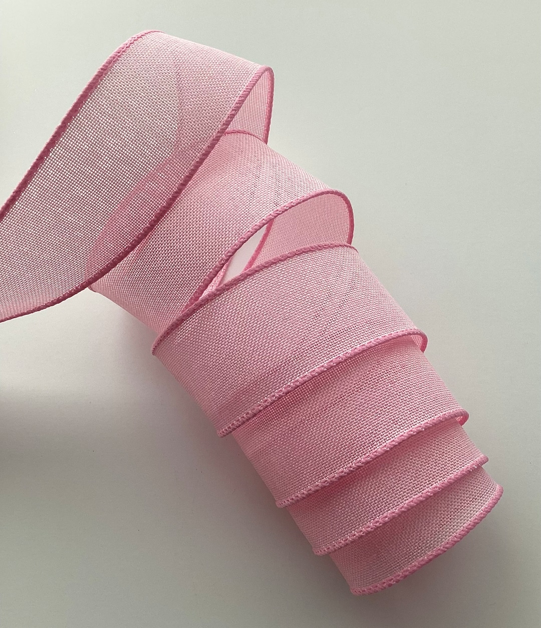 1.5" Pink Wired Ribbon, Solid Pink Wired Ribbon, Wired Ribbon for ...