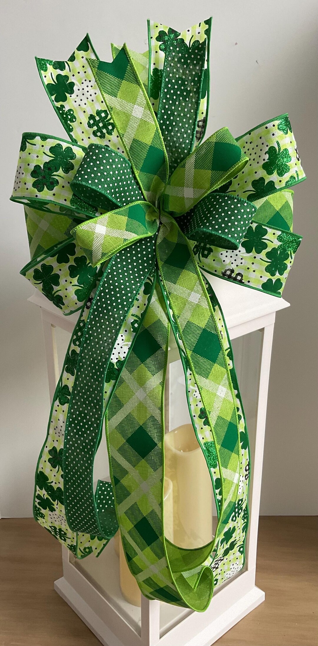 St. Patrick’s Day Wreath Bow, St. Patrick’s Day Lantern Bow, Door ...