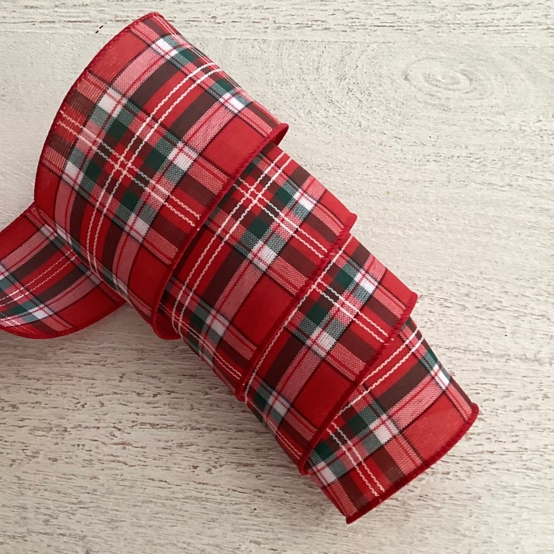 Red Plaid Ribbon - Etsy