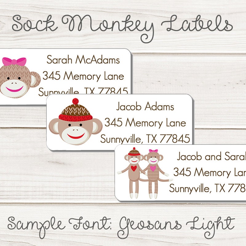Sock Monkey Labels - Etsy