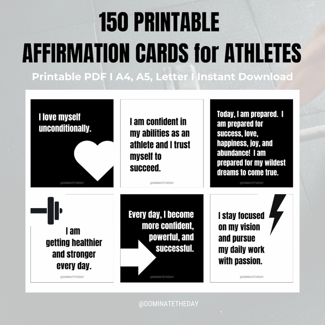 150 Affirmation Cards for Athletes, Growth Mindset, Mindset, Positive ...