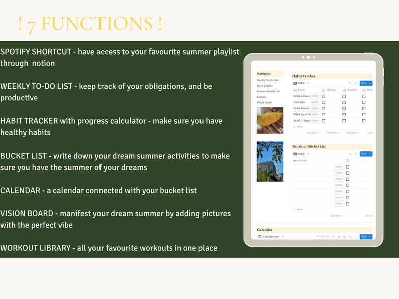 Notion SUMMER DASHBOARD TEMPLATE Brazilian Summer Aesthetic Notion ...