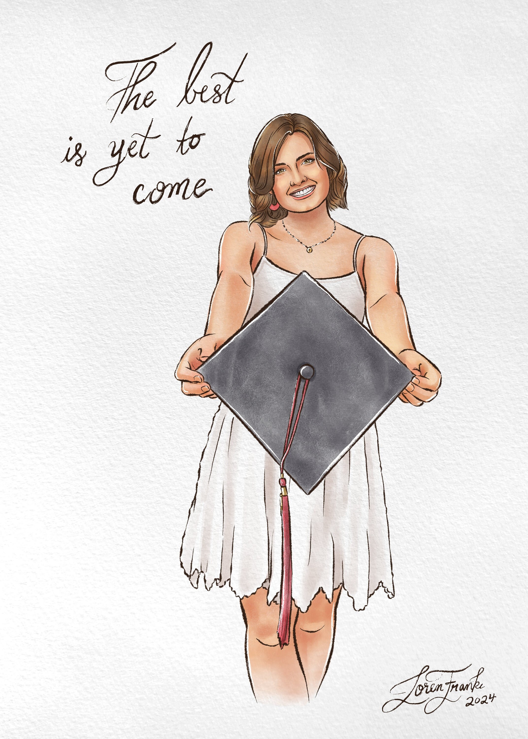 Digital Watercolor Portrait of Graduate - Etsy