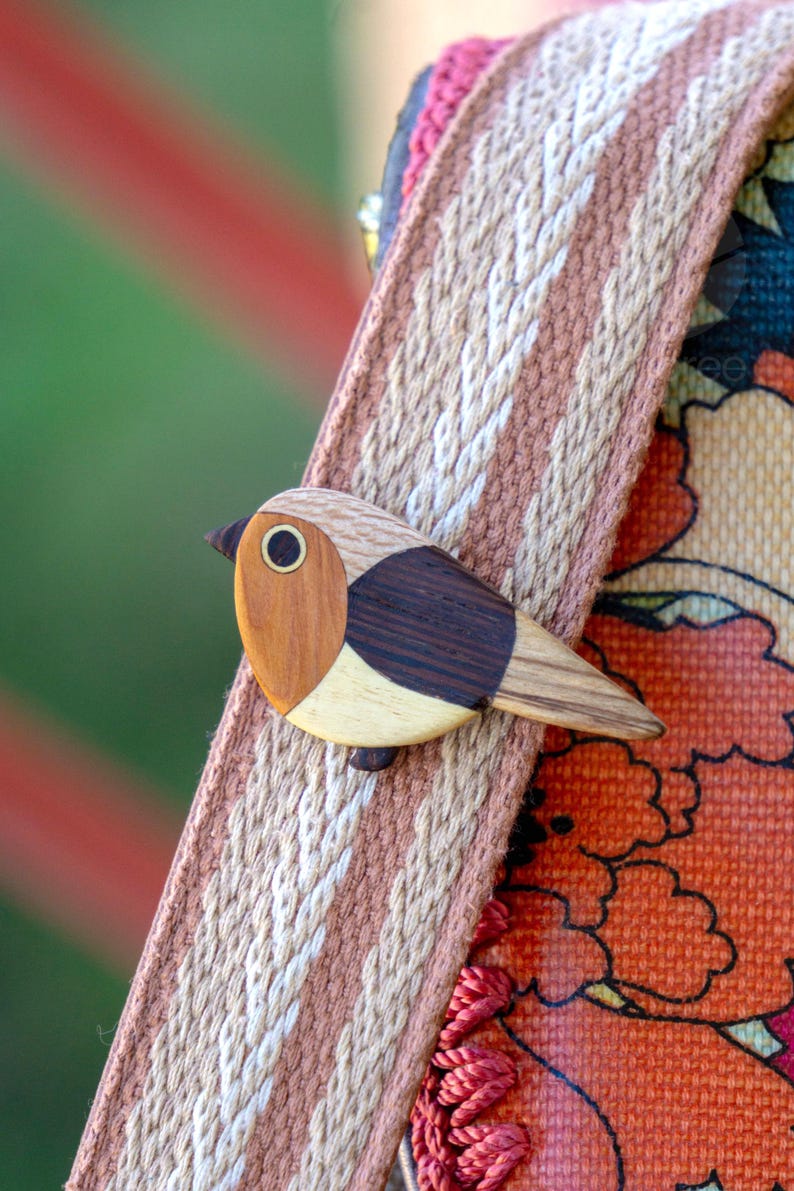 Handcrafted Robin Bird Wooden Pin | Handmade Eco-friendly Accessory for ...