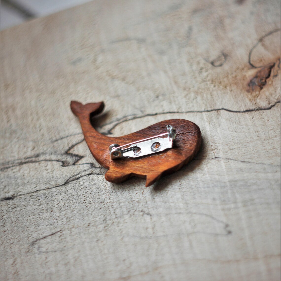 Wooden Whale Pin Badge Brooch - Handmade and Hand Carved Wooden Pins ...