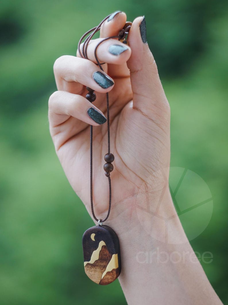 Handmade Walnut Necklace - Hand-carved Walnut & Bitter Orange Mountain ...